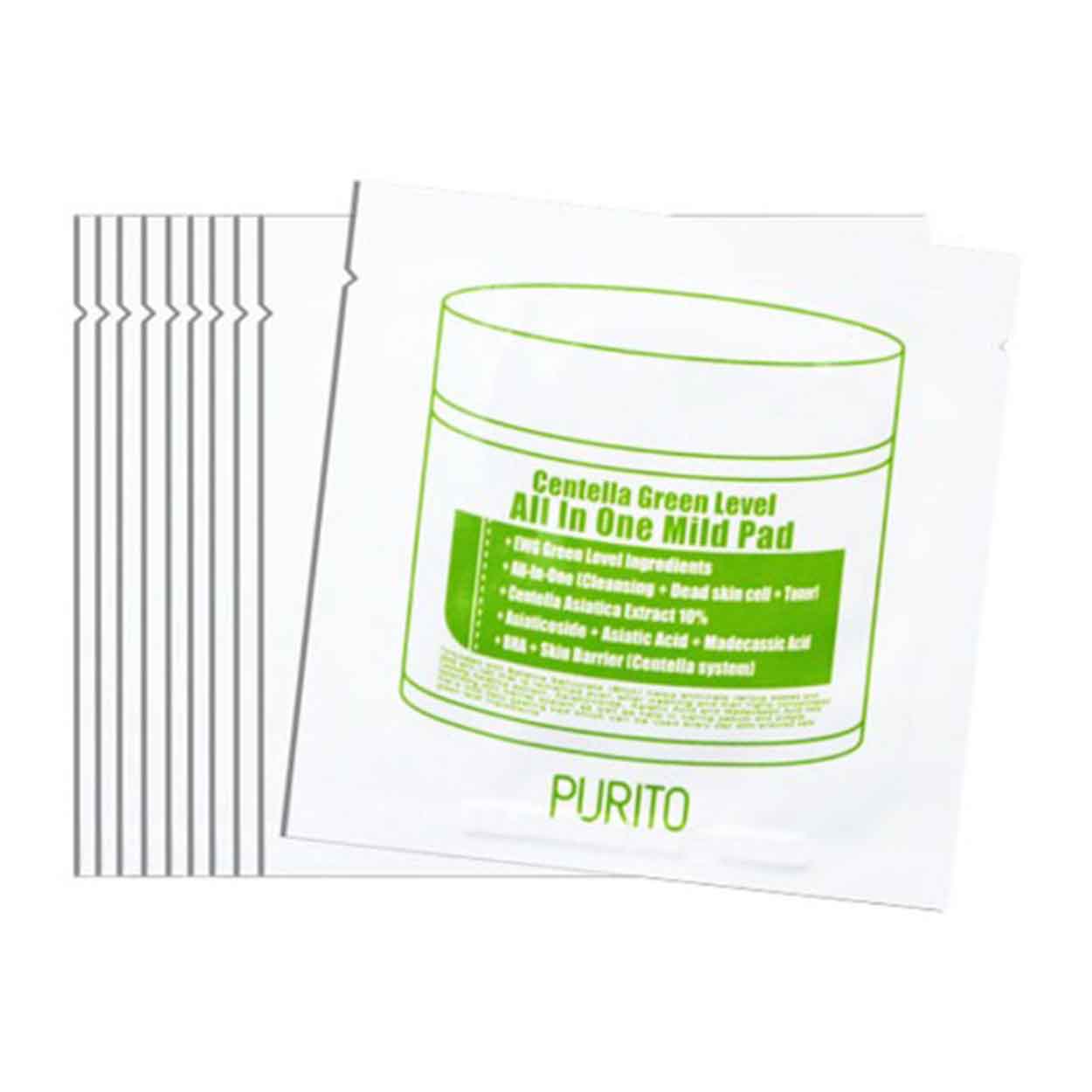 PURITO Centella Green Level All In One Mild Pad padeliai su toneriu, 4. ...